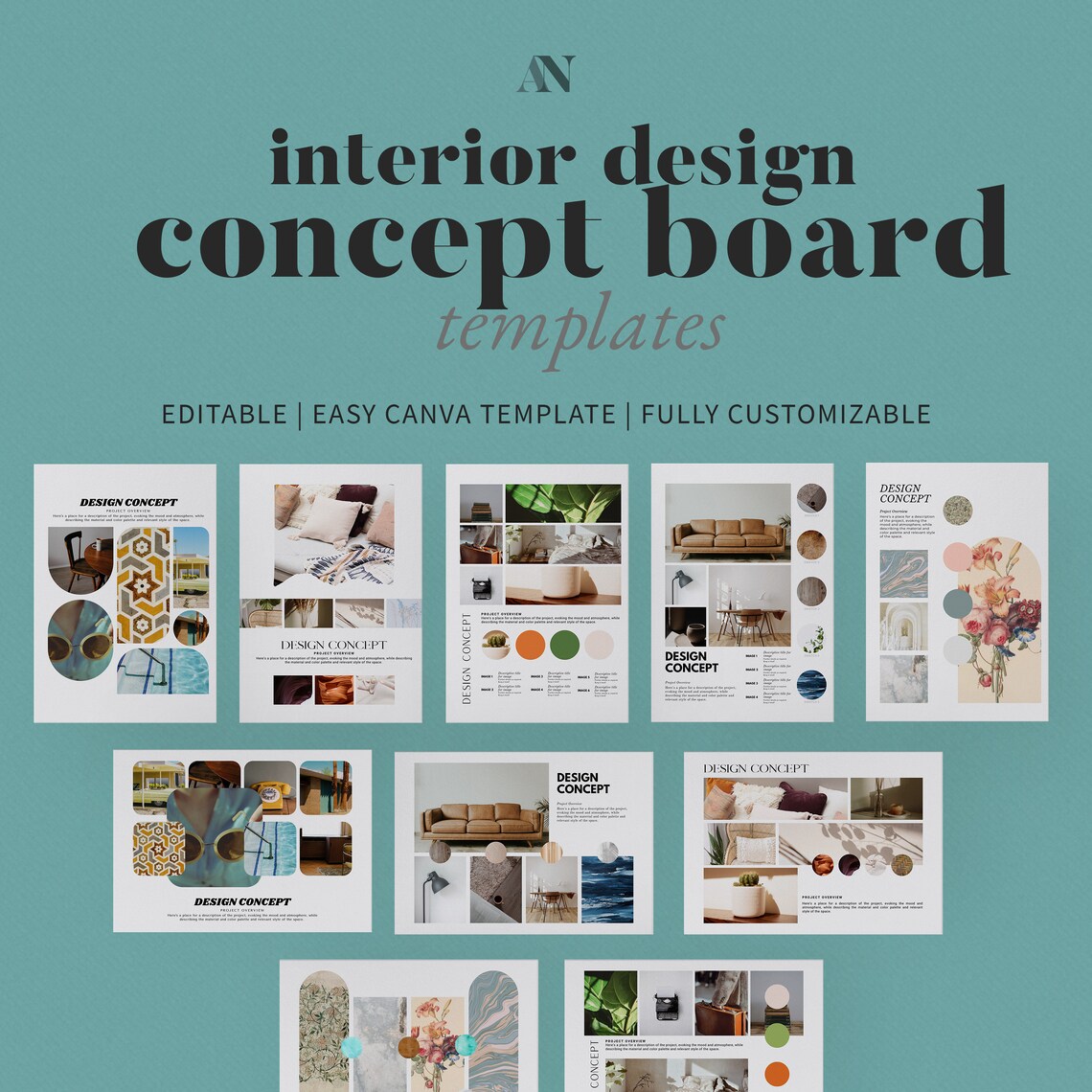Interior Design Concept Board Templates Canva Template - Etsy