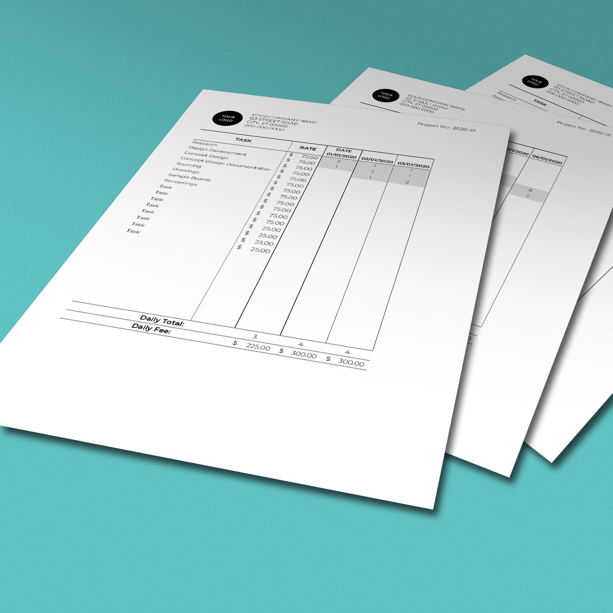 Project Time Sheets Template for Interior Designers - Etsy