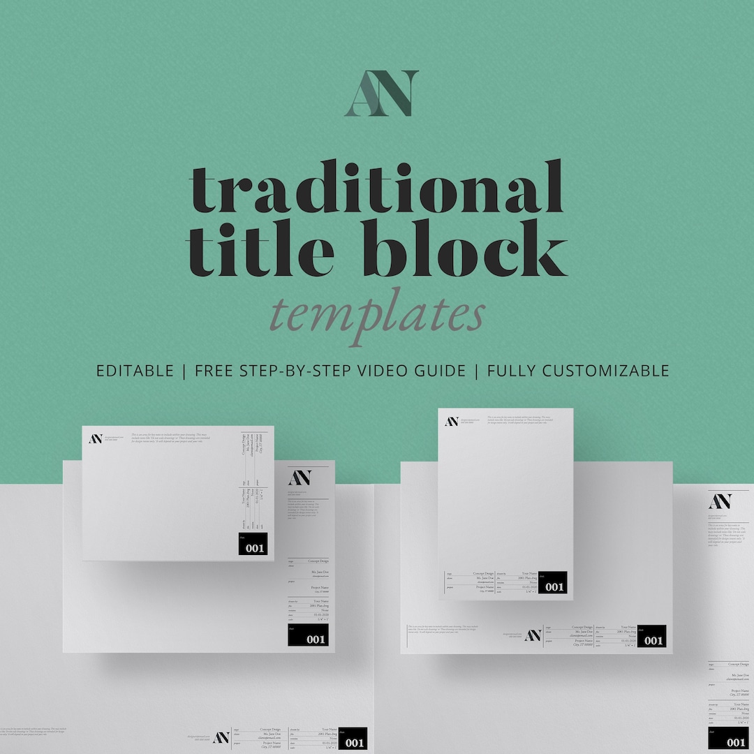 Traditional Interior Design Title Block Templates - A2 / A3 / A4 + 8 ...