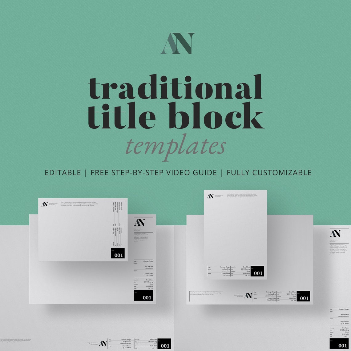 Traditional Interior Design Title Block Templates - A2 / A3 / A4 + 8 ...