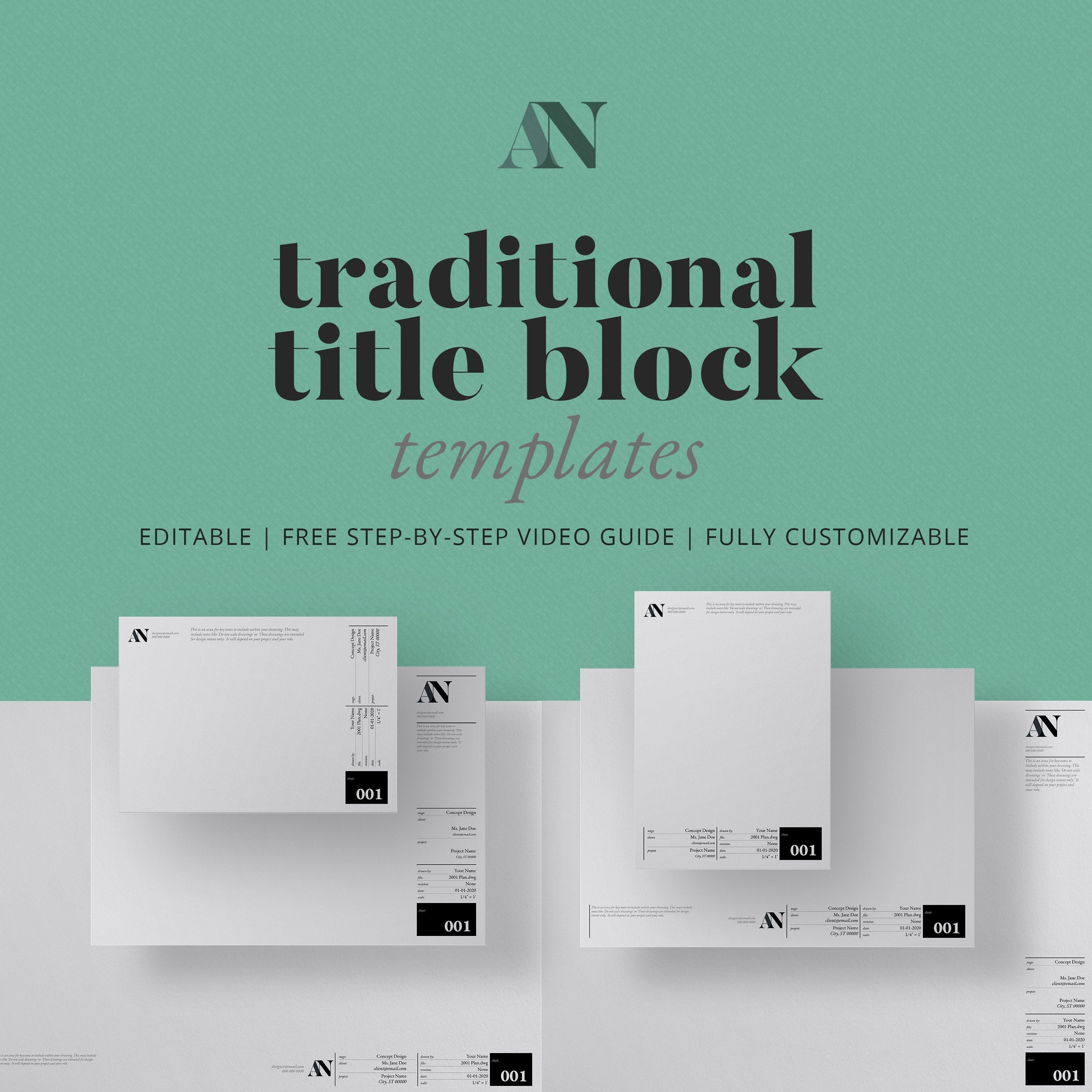 Traditional Interior Design Title Block Templates - A2 / A3 / A4 + 8 ...