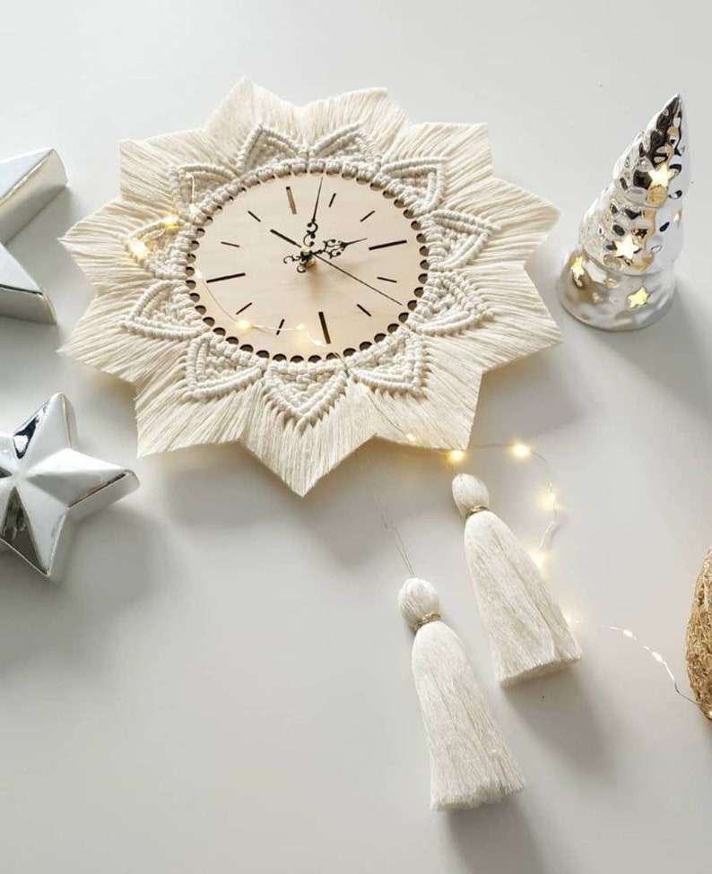 Boho Clock Macrame Clock Wall Clock Art Wall Bohemian - Etsy