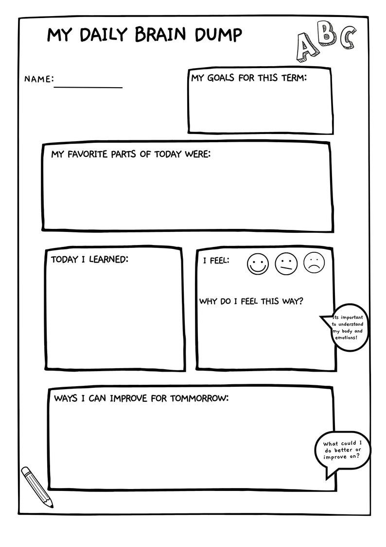 Kids Gratitude Journal | Student Daily Brain Dump and Reflection ...