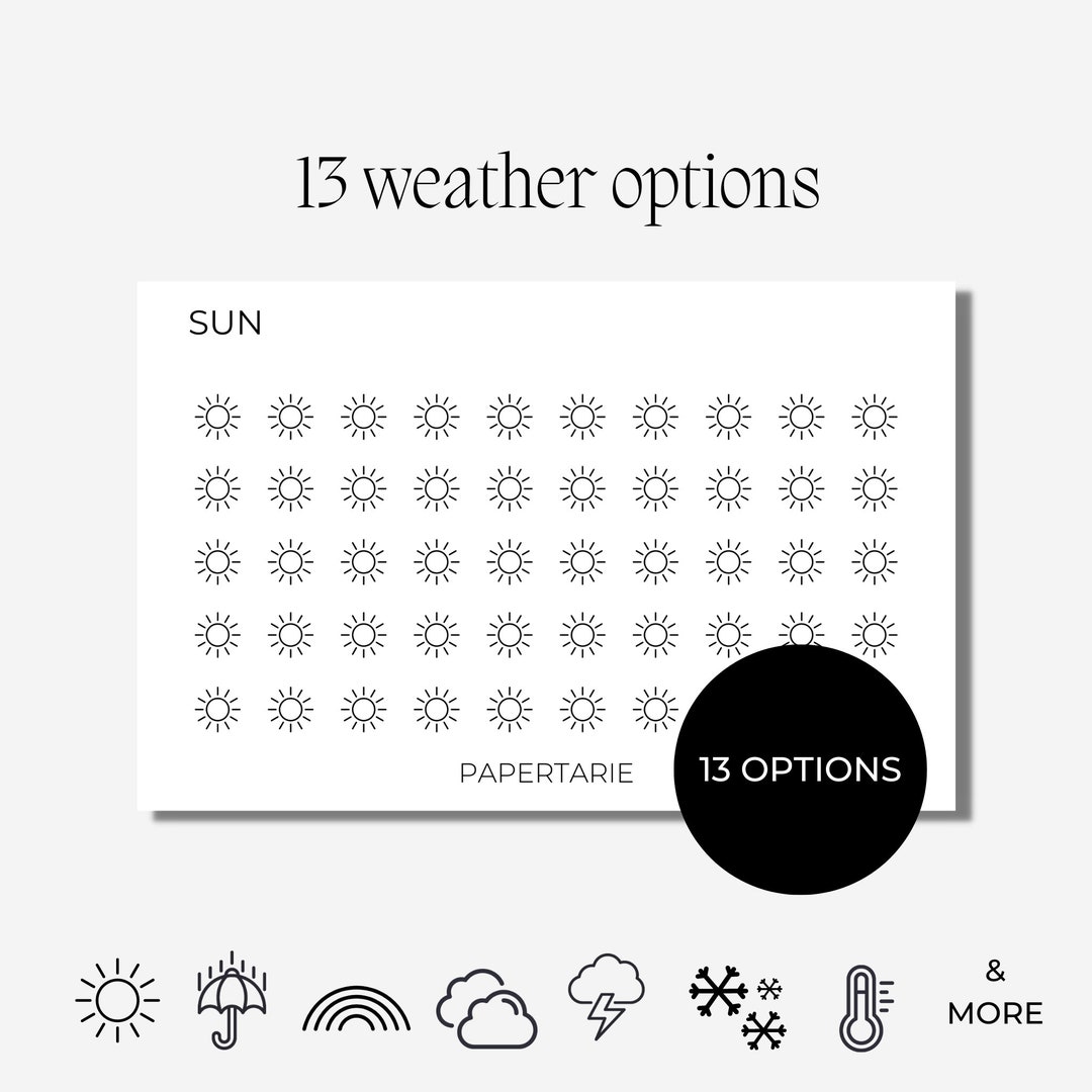 Weather Icon Stickers | Micro Icons | Mini Icon Stickers | 13 Options ...