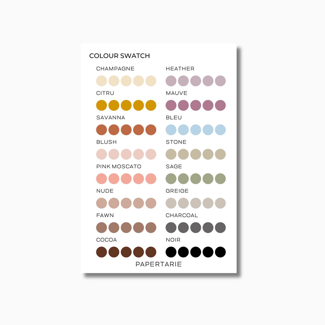 Colour Swatch Sheet Colour Palette Swatch Transparent - Etsy Ireland