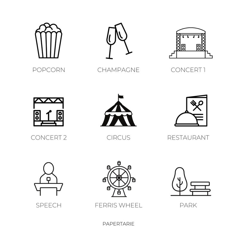 Mini Entertainment Icon Stickers | 18 Options | Mini Icon | Transparent ...