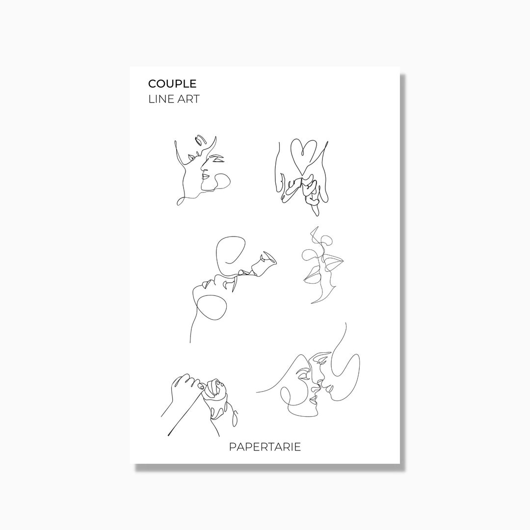 Line Art Stickers Couple Stickers Transparent Matte Standard Size ...