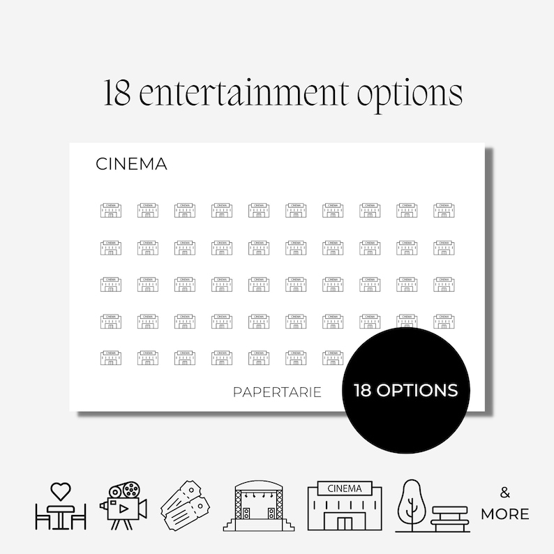 Mini Entertainment Icon Stickers | 18 Options | Mini Icon | Transparent ...