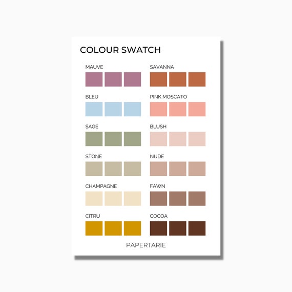 Colour Swatch Sheet Colour Palette Swatch Transparent - Etsy Ireland