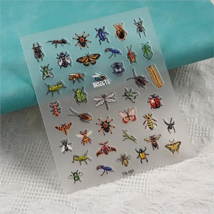 3D Bugs Galore Nail Stickers - Centipede, Dragonfly, Roach, Horned ...