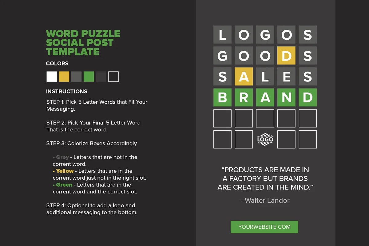 Word Puzzle Social Post Template - Etsy