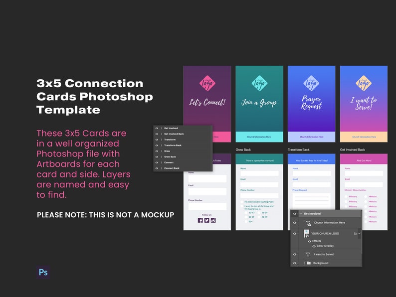 3x5 Church Connection Card Series PS Template - Etsy