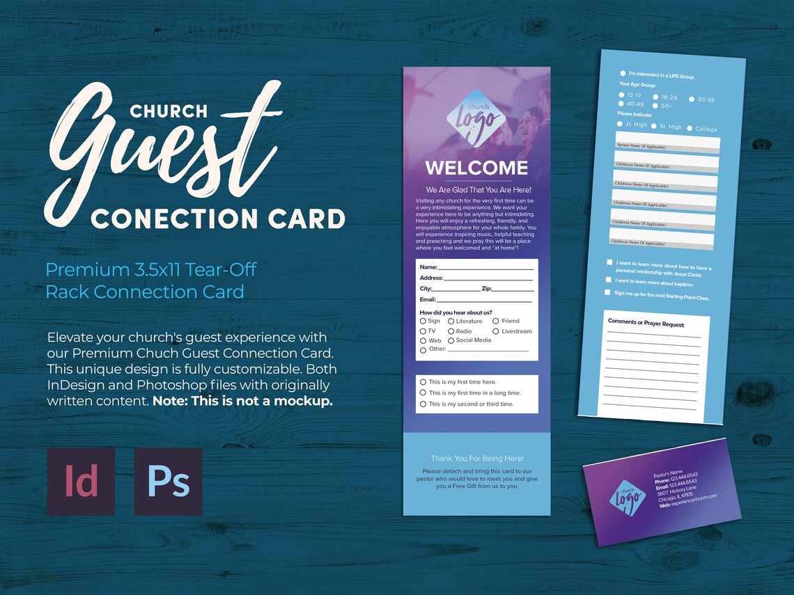 Guest Connect Card for Churches Template - Etsy