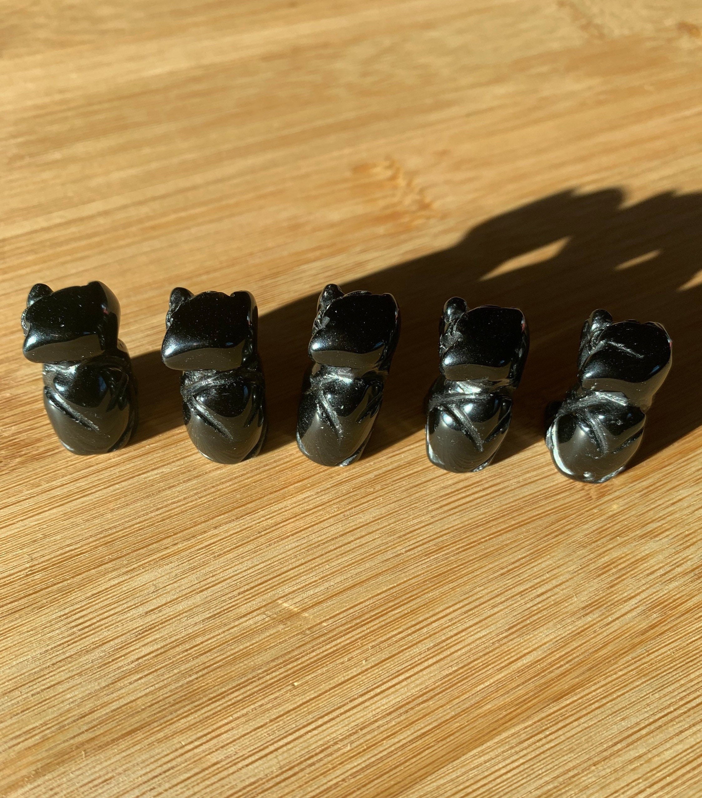 Black Obsidian Mini Puppy Carving / Obsidian Dog / Dog Carving / Mini ...