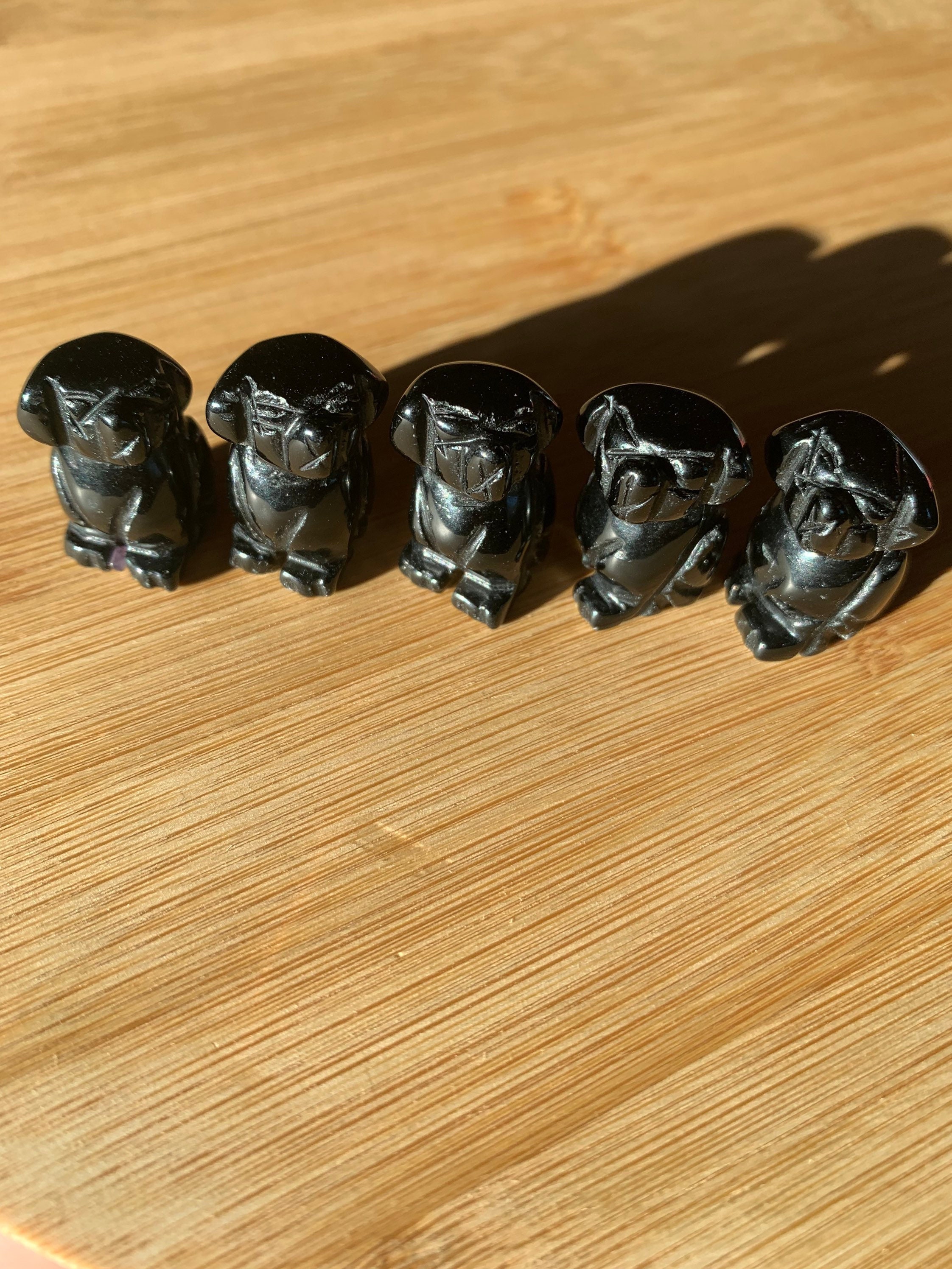 Black Obsidian Mini Puppy Carving / Obsidian Dog / Dog Carving / Mini ...