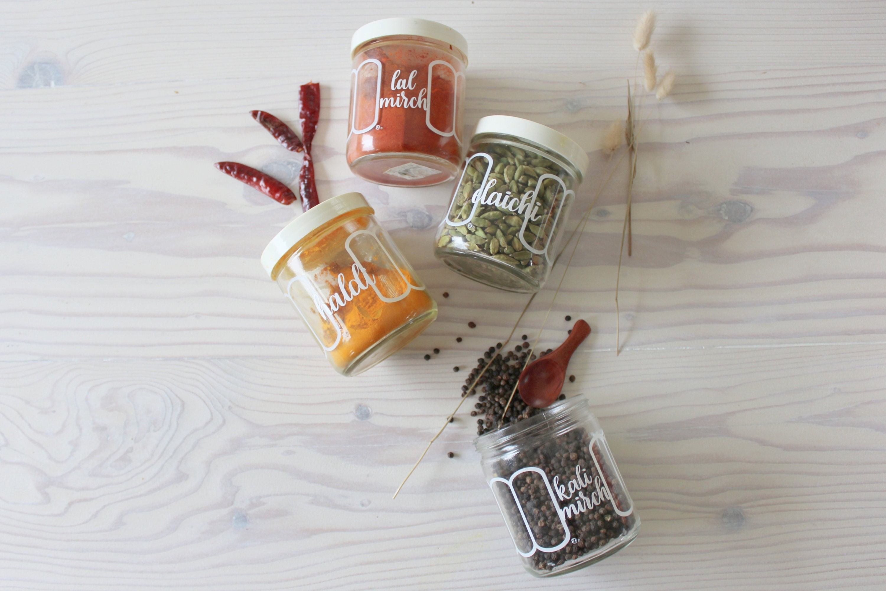 Desi Spice Labels - Vinyl - Hindi/urdu Spice Labels - 12 Pack - Etsy