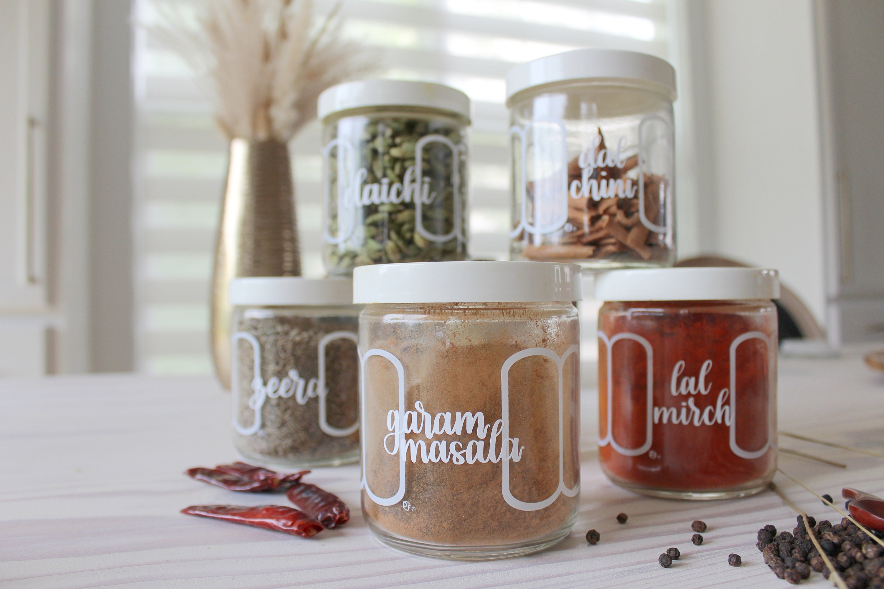 Desi Spice Labels - Vinyl - Hindi/urdu Spice Labels - 12 Pack - Etsy