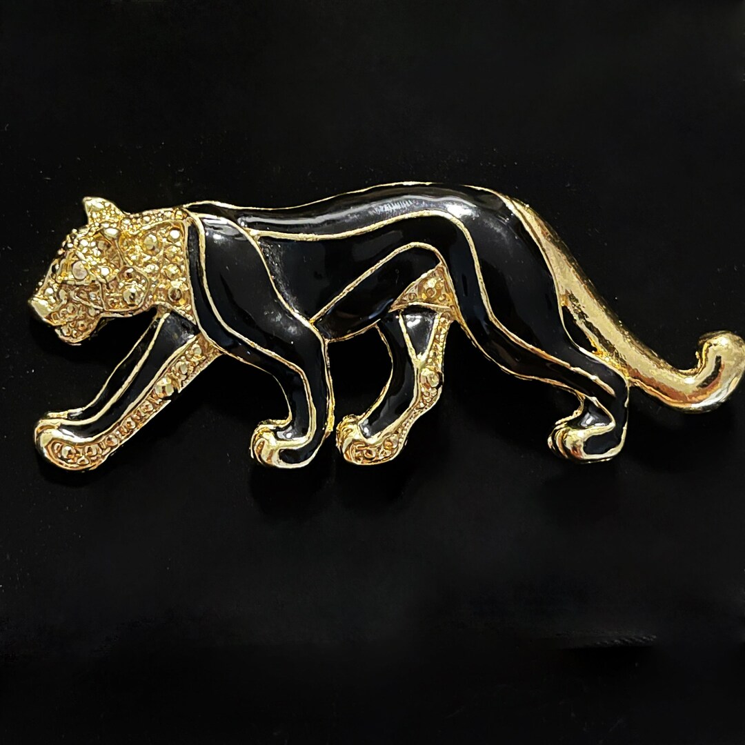 Gorgeous Vintage Enamel Leopard Brooch - Etsy