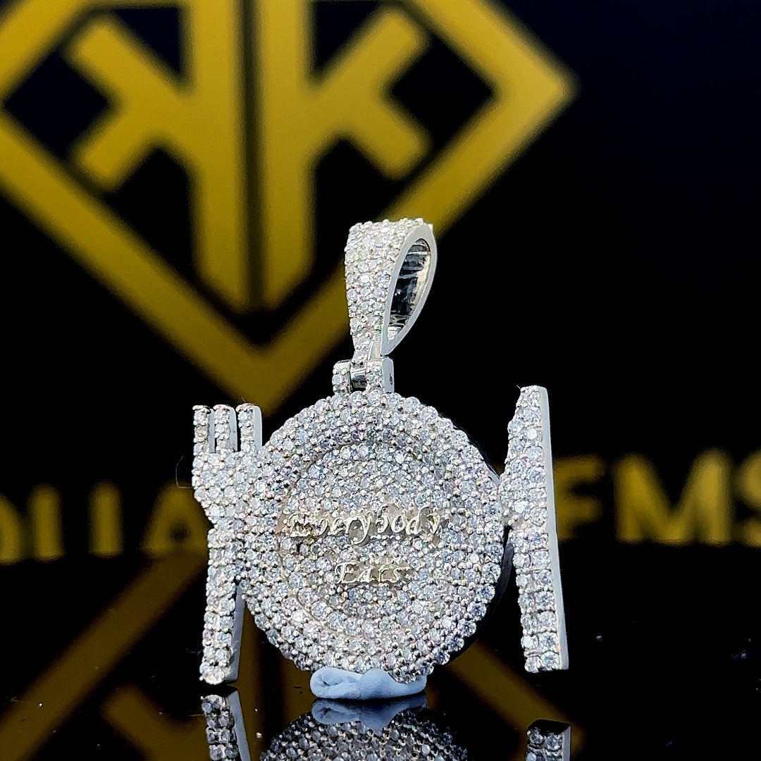 Moissanite Plate Pendant: 925 Sterling Silver Hip Hop Knife & Fork - Etsy