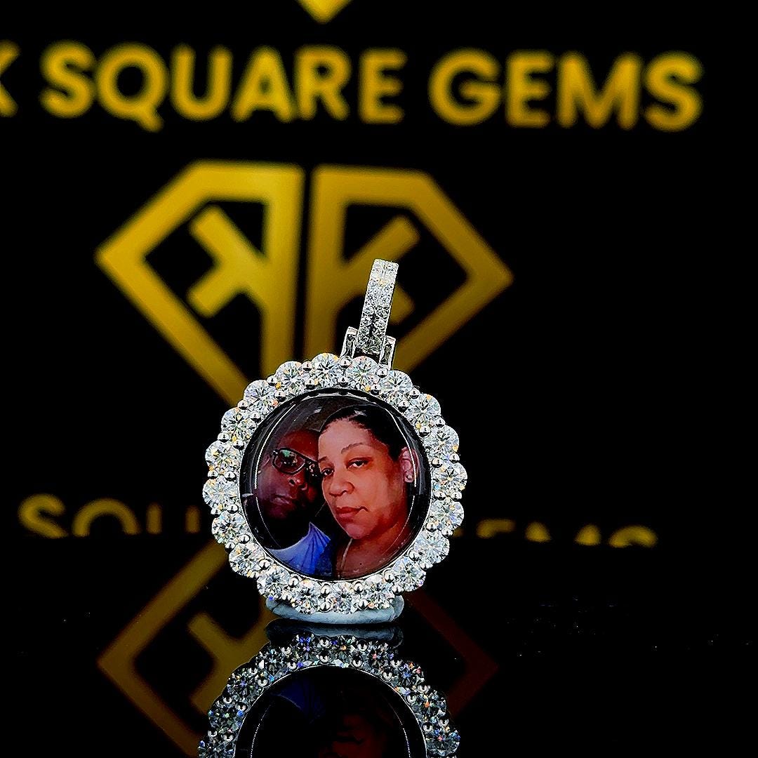 14k White Gold Moissanite Photo Pendant: Custom Memory Jewelry - Etsy
