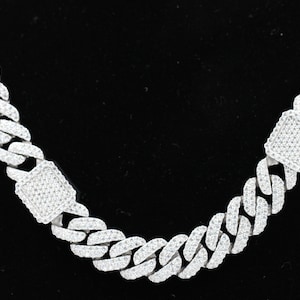 Miami Cuban Link With Square Chain for Men's, 925 Sterling Silver VVS ...