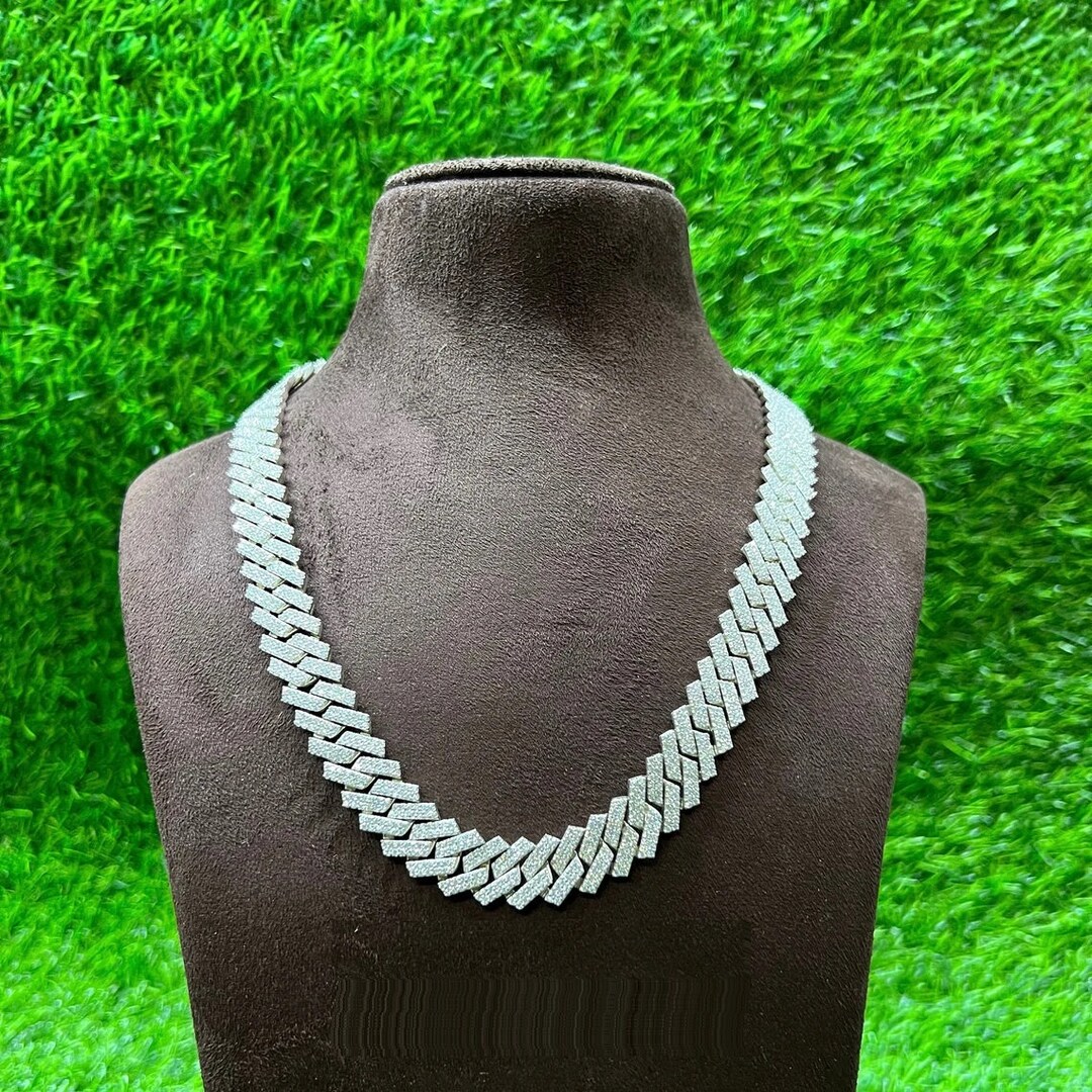 15 MM Cuban Miami Link Chain for Men's, 925 Sterling Silver VVS ...