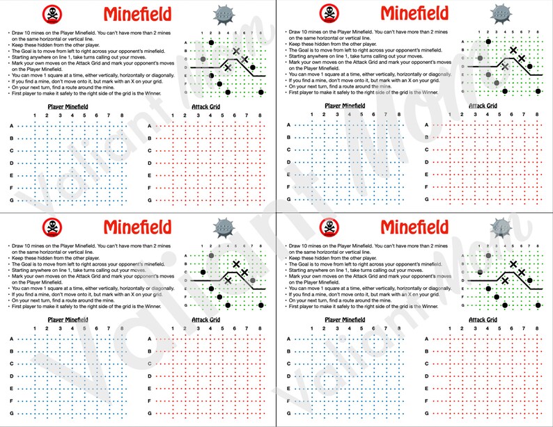 4 Pencil Paper Games - Printable/digital Download - Etsy