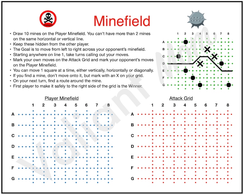 Minefield Game - Printable/digital Download for Kids & Road Trip ...
