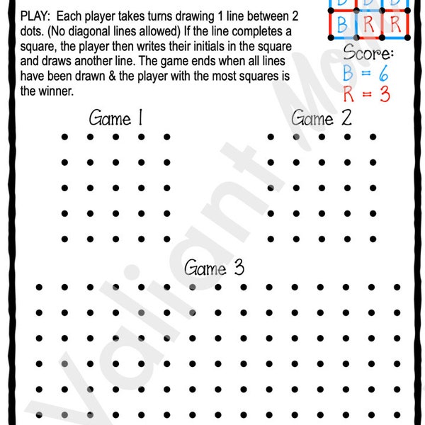 Dot Game Printable - Etsy