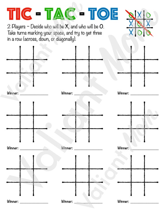 Tic-tac-toe Game Printable/digital Download | Etsy