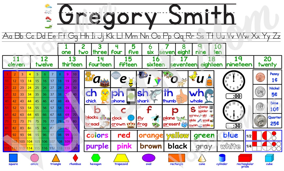 1st Grade Personalized Learning Helper - Printable/digital Download - Etsy