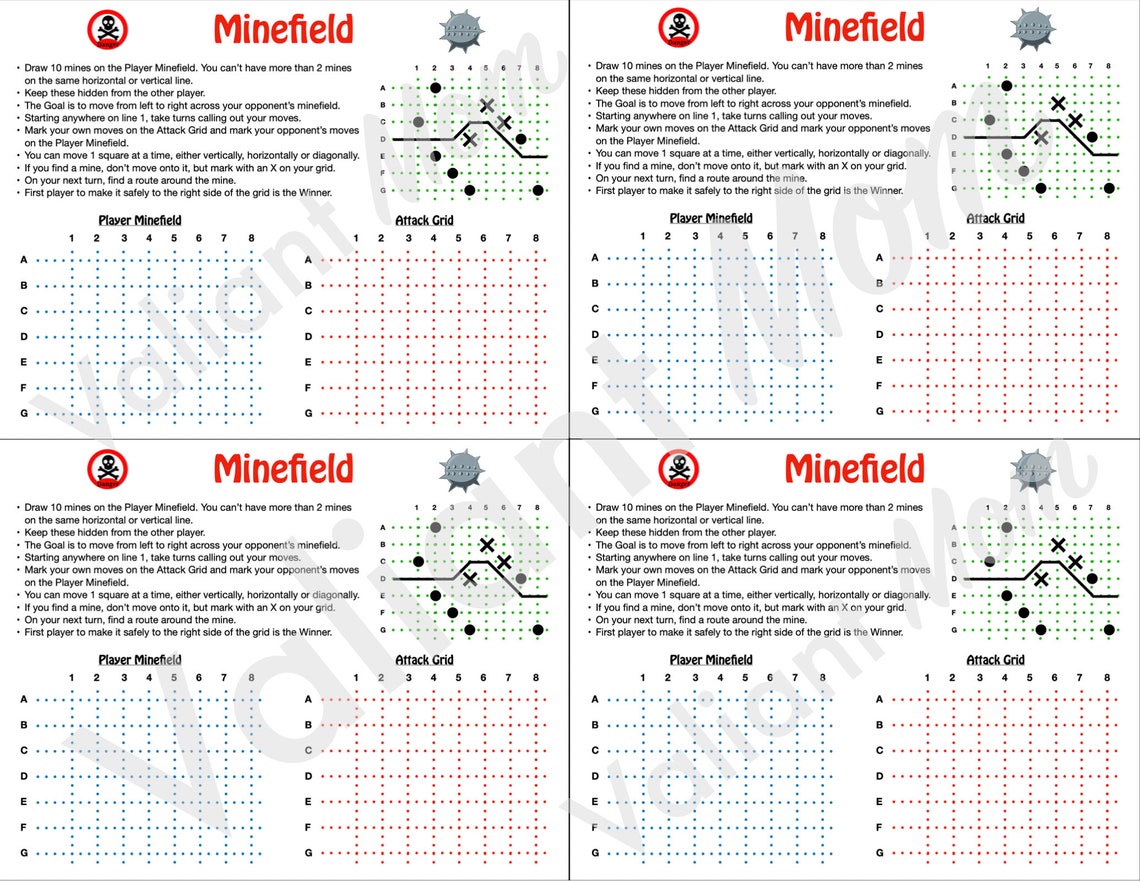 Minefield Game - Printable/digital Download for Kids & Road Trip ...