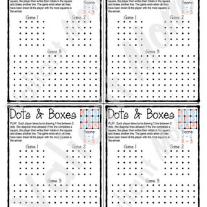 Dots and Boxes Game - Printable/digital Download for Kids & Road Trip ...