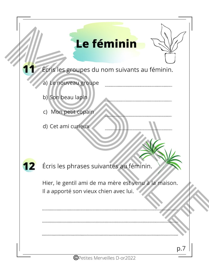 GRAMMAR REVISION Book Printable in French 3rd and 4th Year of Primary ...