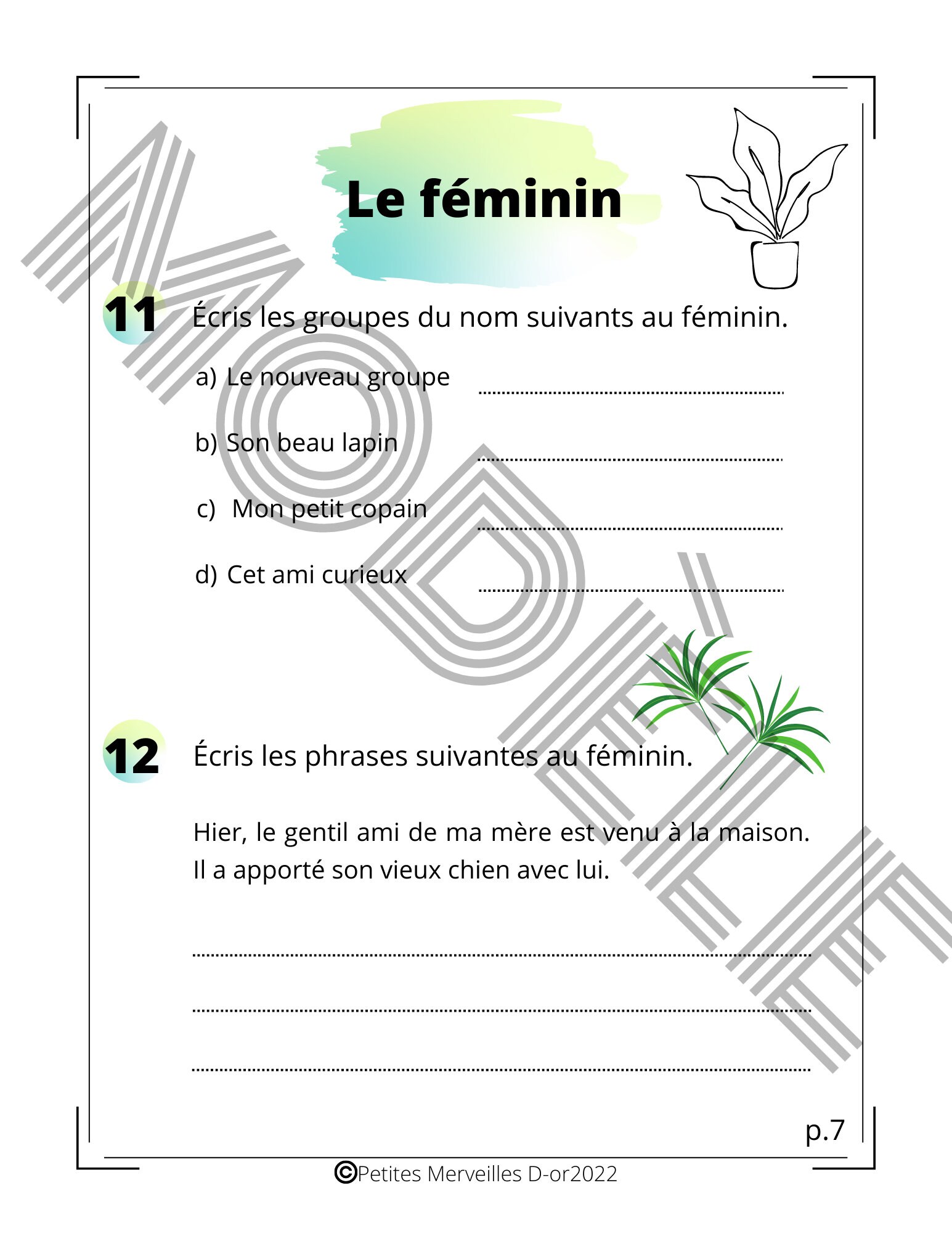 GRAMMAR REVISION Book Printable in French 3rd and 4th Year of Primary ...
