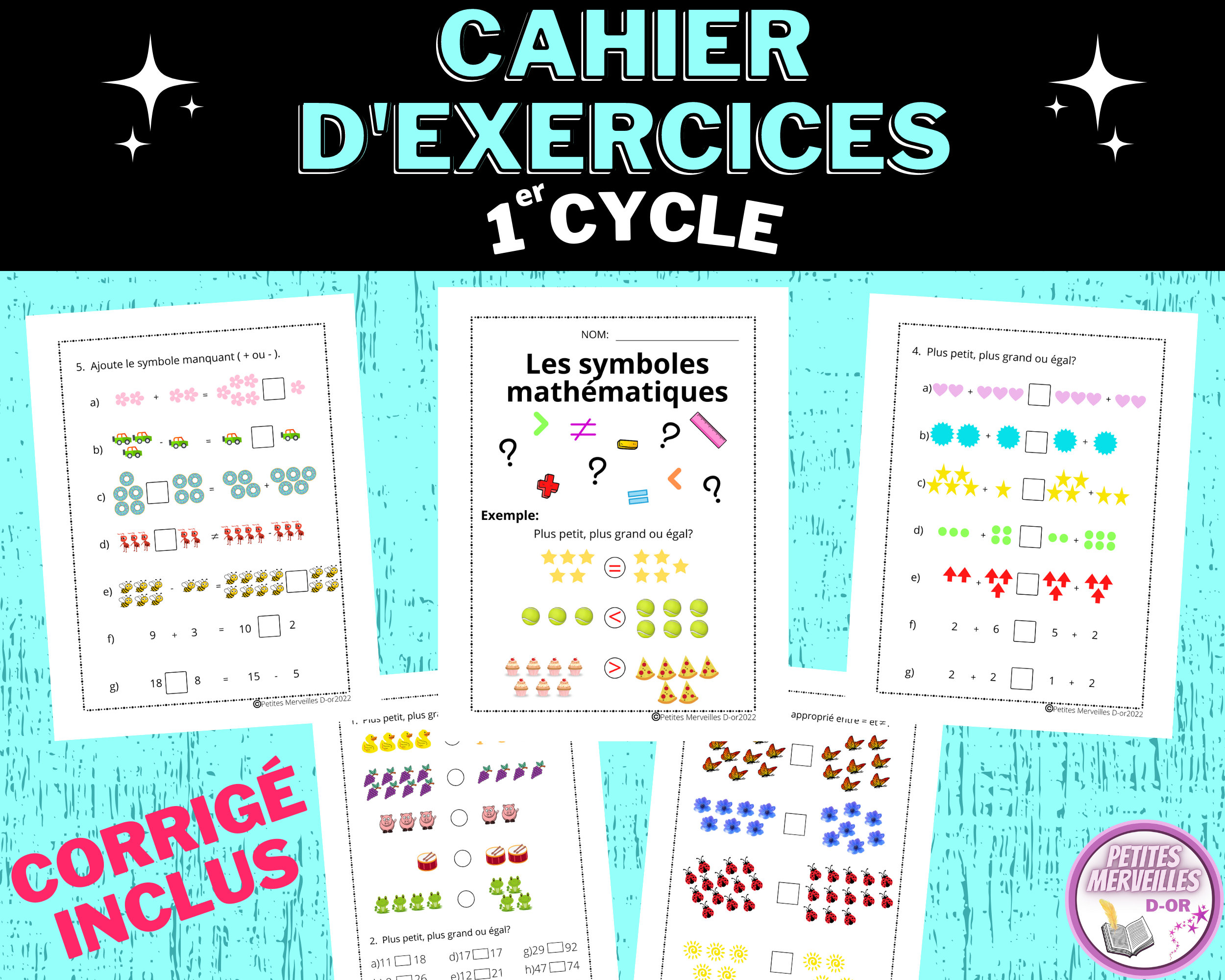 Les SYMBOLES MATHÉMATIQUES Cahier D'exercices 1er Cycle - Etsy