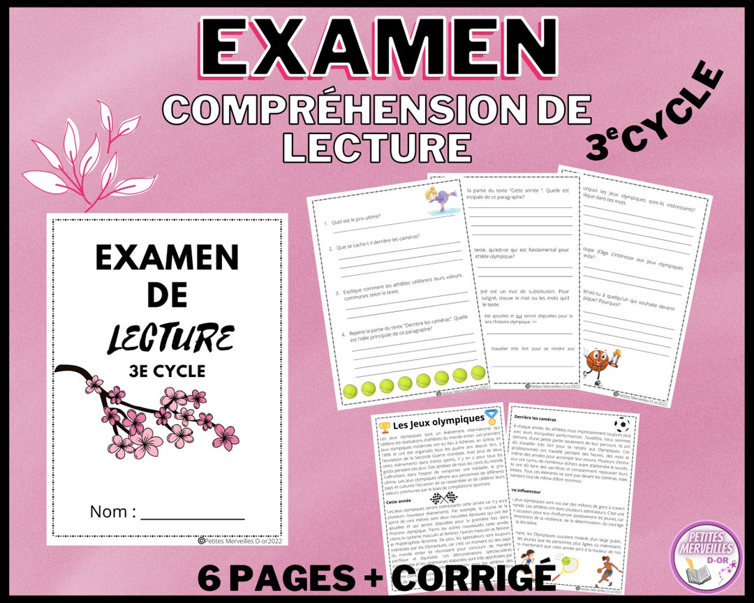 French Printable Reading Comprehension | 5th and 6th Year of Elementary ...