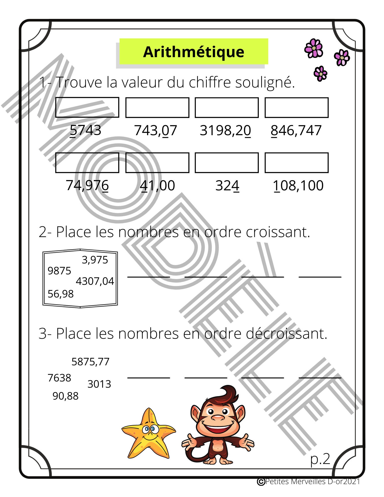 MATHEMATICAL REVISION Book Printable in French | Children of 3rd and ...