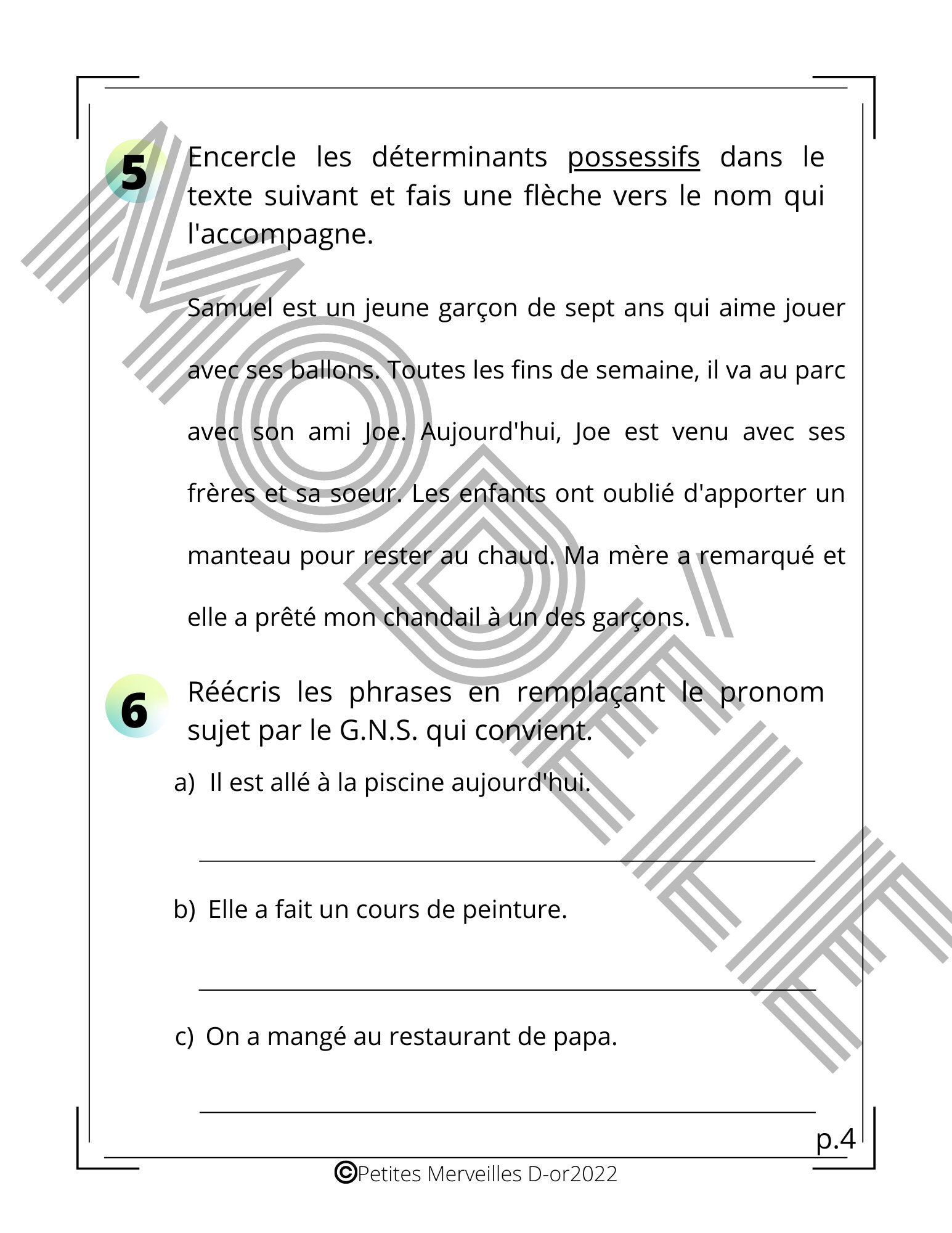 GRAMMAR REVISION Workbook Printable in French | 5th and 6th Year of ...
