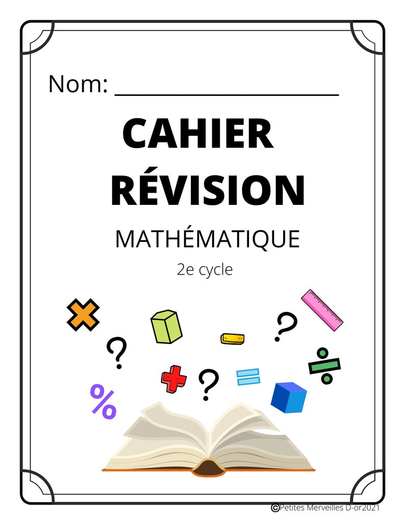 MATHEMATICAL REVISION Book Printable in French | Children of 3rd and ...