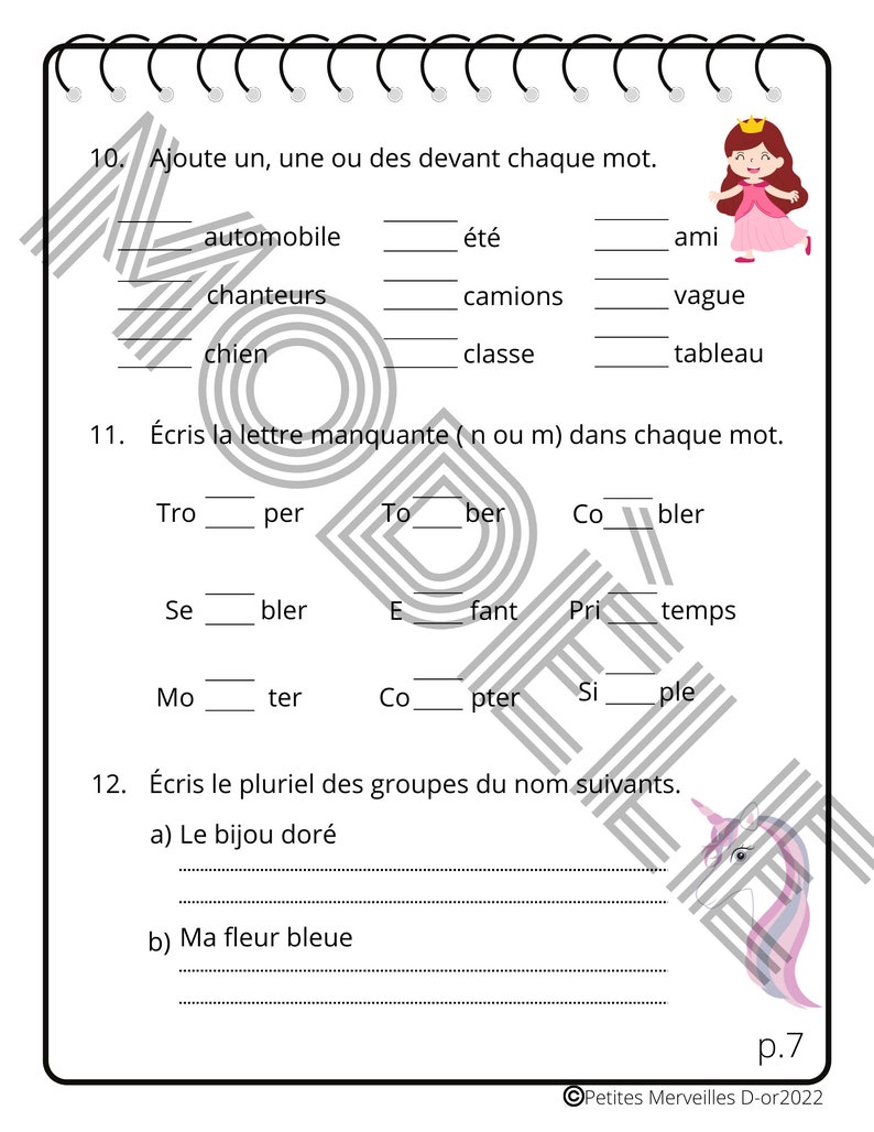 GRAMMAR REVISION Book Printable in French | 1st and 2nd Year of ...