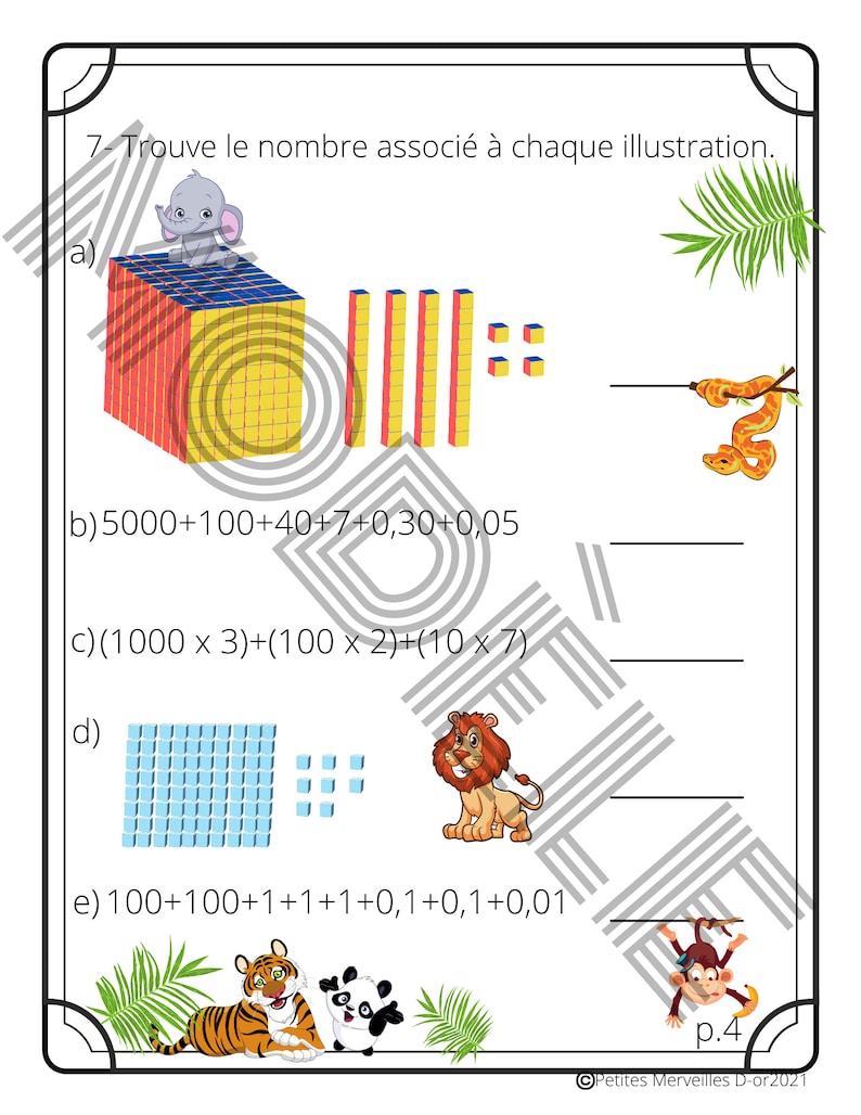 MATHEMATICAL REVISION Book Printable in French | Children of 3rd and ...