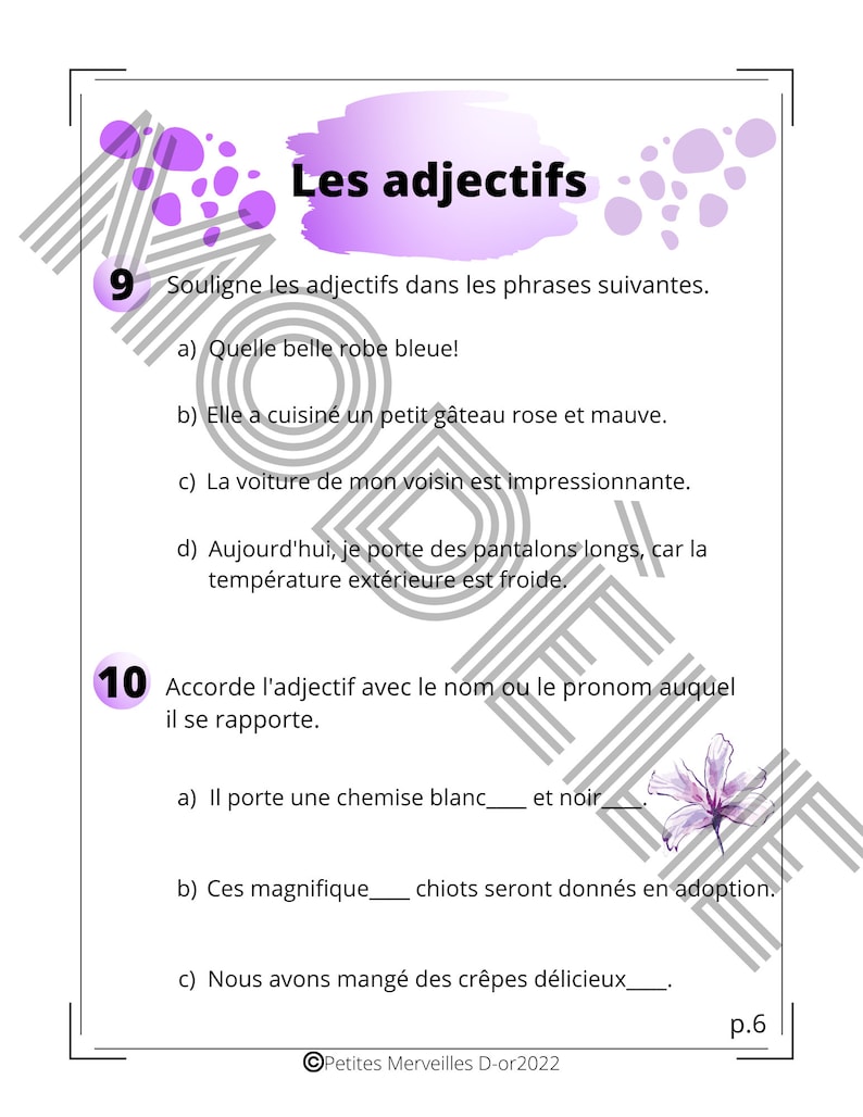GRAMMAR REVISION Book Printable in French 3rd and 4th Year of Primary ...