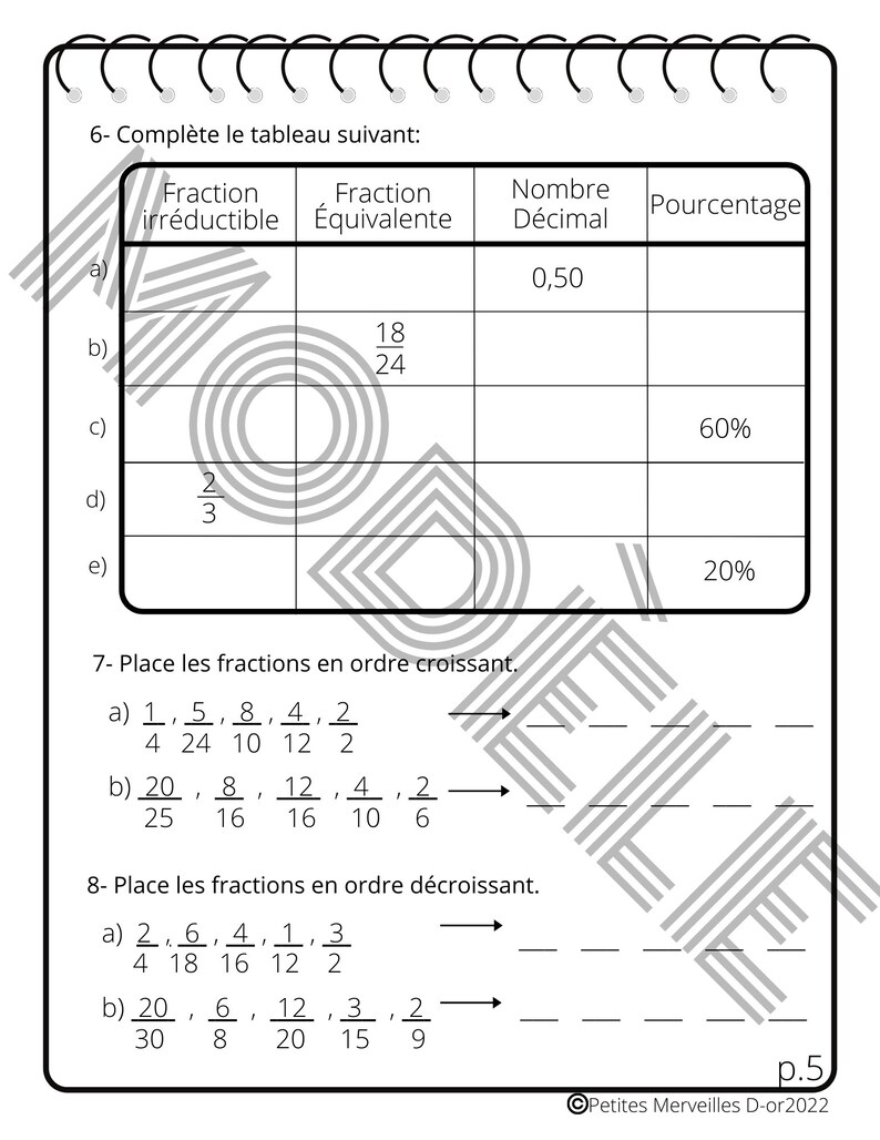 MATHEMATICAL REVISION Book Printable in French | 5th and 6th Year of ...