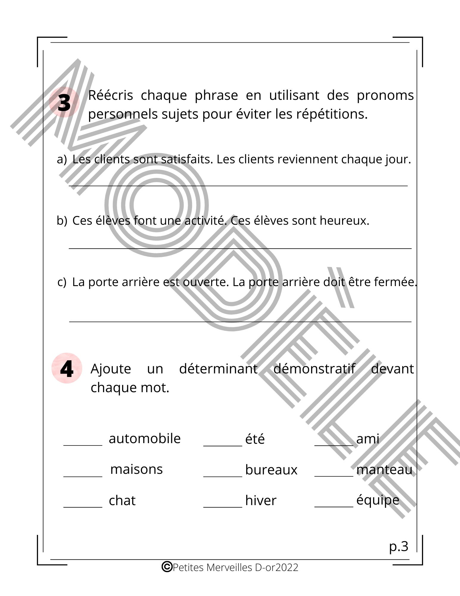GRAMMAR REVISION Workbook Printable in French | 5th and 6th Year of ...