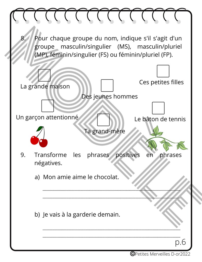 GRAMMAR REVISION Book Printable in French 1st and 2nd Year of ...