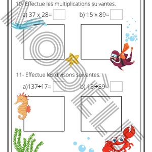 MATHEMATICAL REVISION Book Printable in French | Children of 3rd and ...