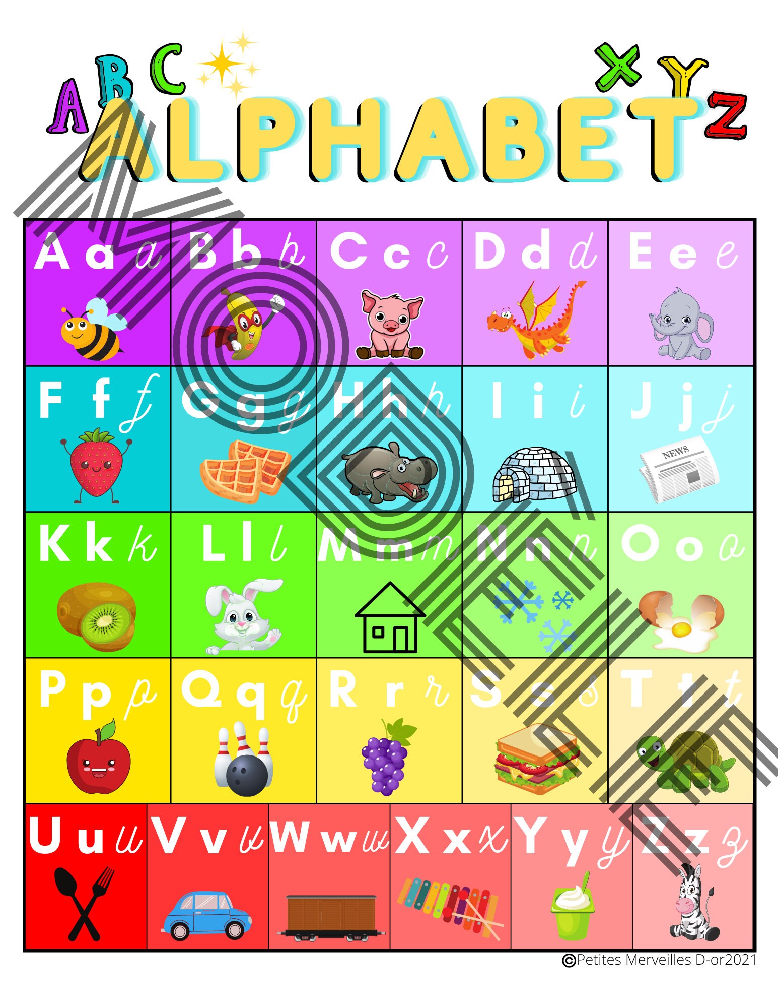 4 Printable Educational Posters for the Class COLORS-ALPHABET-NUMBERS ...