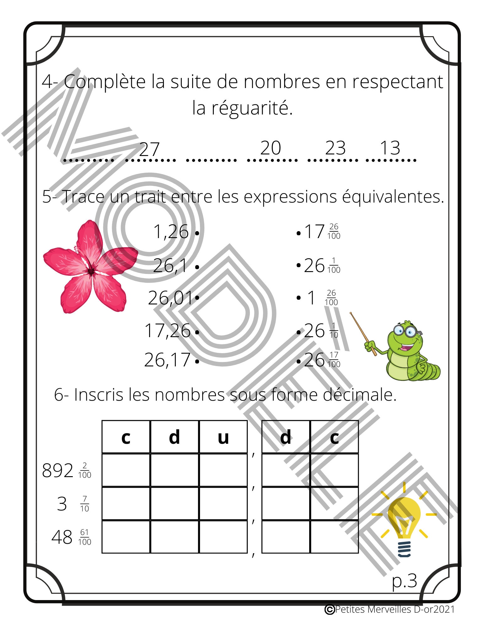 MATHEMATICAL REVISION Book Printable in French | Children of 3rd and ...