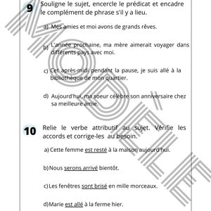 GRAMMAR REVISION Workbook Printable in French | 5th and 6th Year of ...